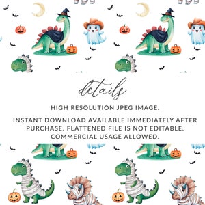Halloween Seamless Background, Funny Fall Dinosaur Pattern, Cute ...