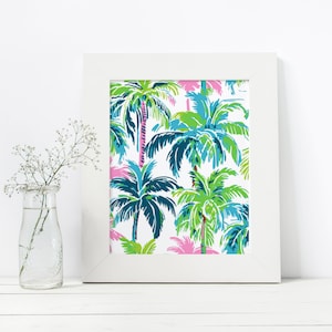 Seamless Palm Tree Pattern, Preppy Palm Tree Background Pattern ...