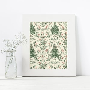 Vintage Tree Toile Seamless Pattern Antique Style Christmas Tree Toile ...
