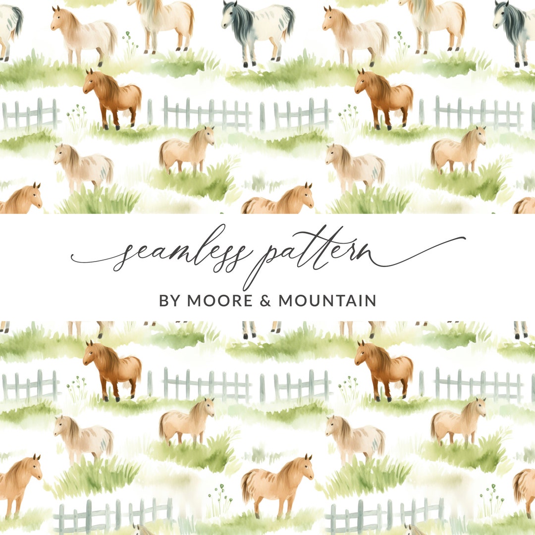 Seamless Watercolor Ponies Pattern, Seamless Pony Background, Cute ...