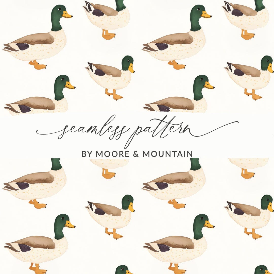 Mallard Duck Cute Background Pattern Seamless Ducks Repeating ...