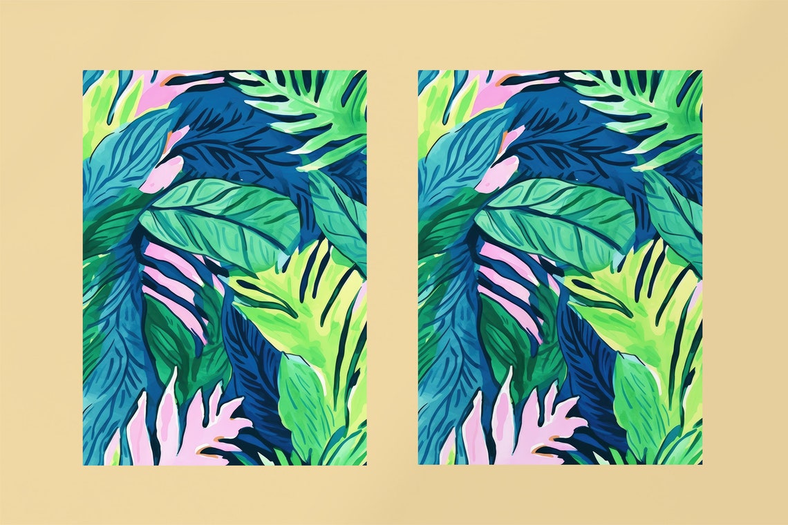 Seamless Tropical Leaves Pattern, Palm Tree Texture Seamless Preppy ...
