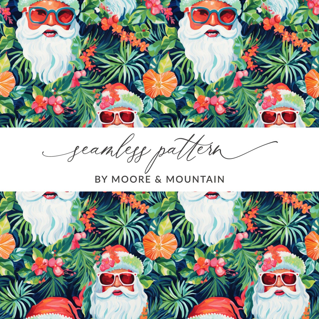 Cool Santa Preppy Seamless Pattern Santa With Sunglasses Seamless ...