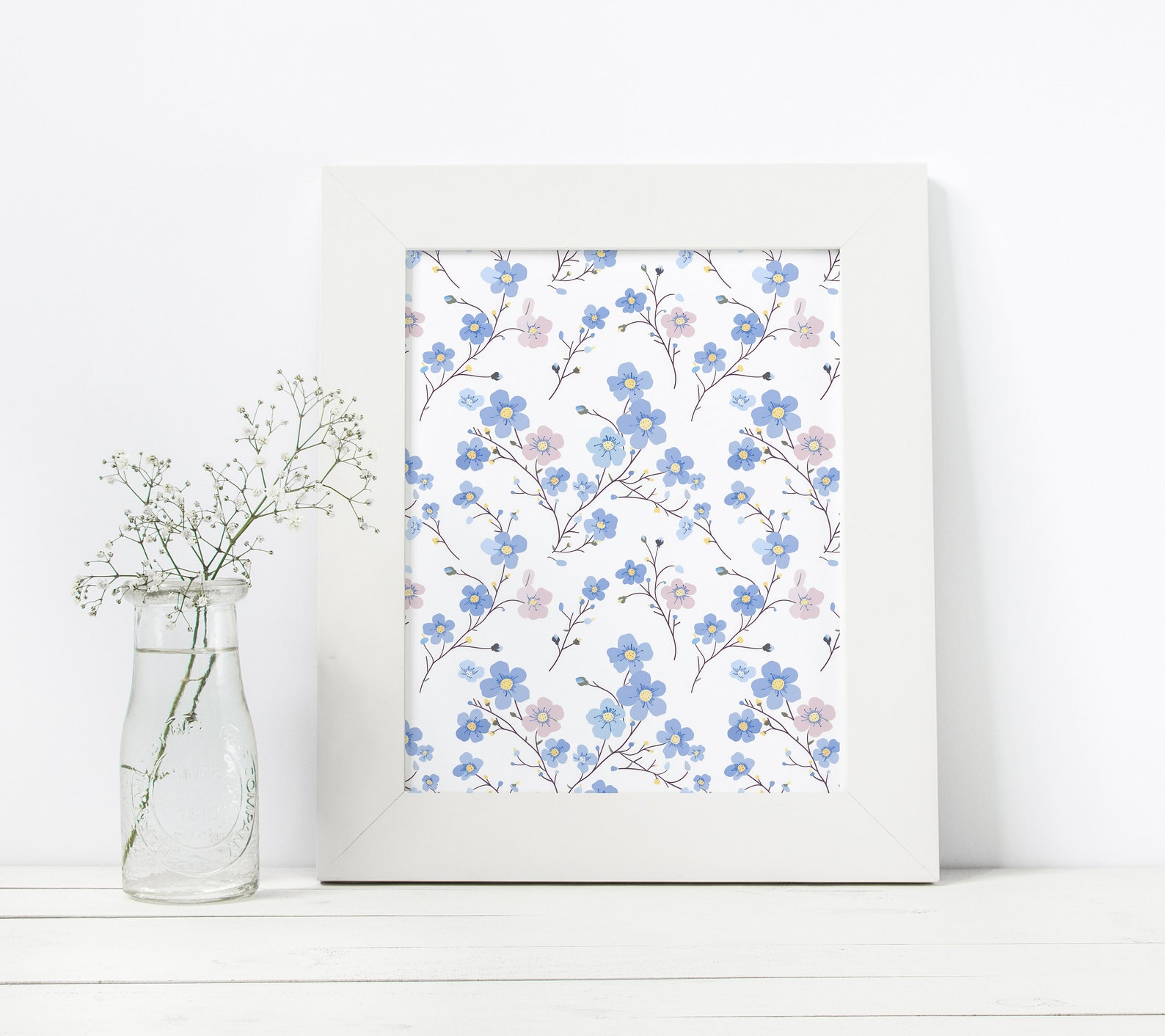 Forget Me Nots Cute Floral Background Pattern, Early Spring Small Blue ...