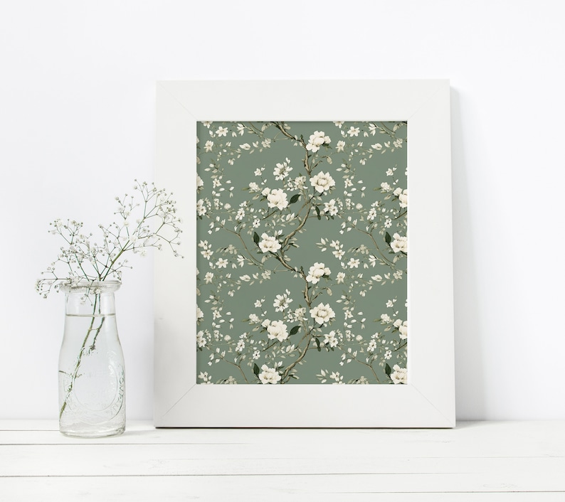 Seamless Sage Green Background, Victorian Floral Seamless Background ...
