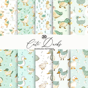 Cute Seamless Duck Patterns, Ducks Seamless Patterns, Duck Digital ...
