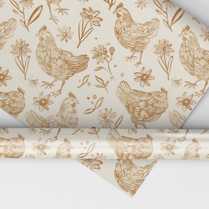 Seamless Chicken Background, Sketched Chickens Pattern, Chicken Digital ...