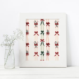 Seamless Coquette Christmas Bow Pattern Pink and Green Christmas Bows ...
