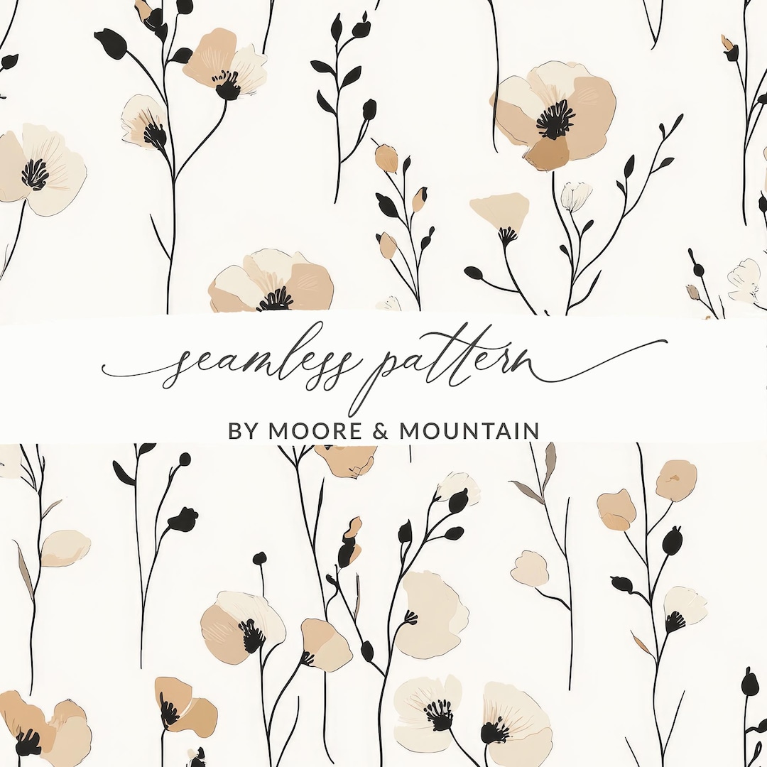 Seamless Neutral Pattern, Neutral Floral Pattern, Seamless Line Art ...