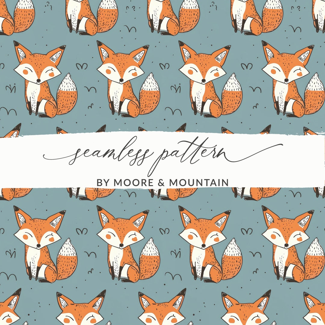 Seamless Fox Pattern, Cute Fox Seamless Background, Repeating Foxes ...