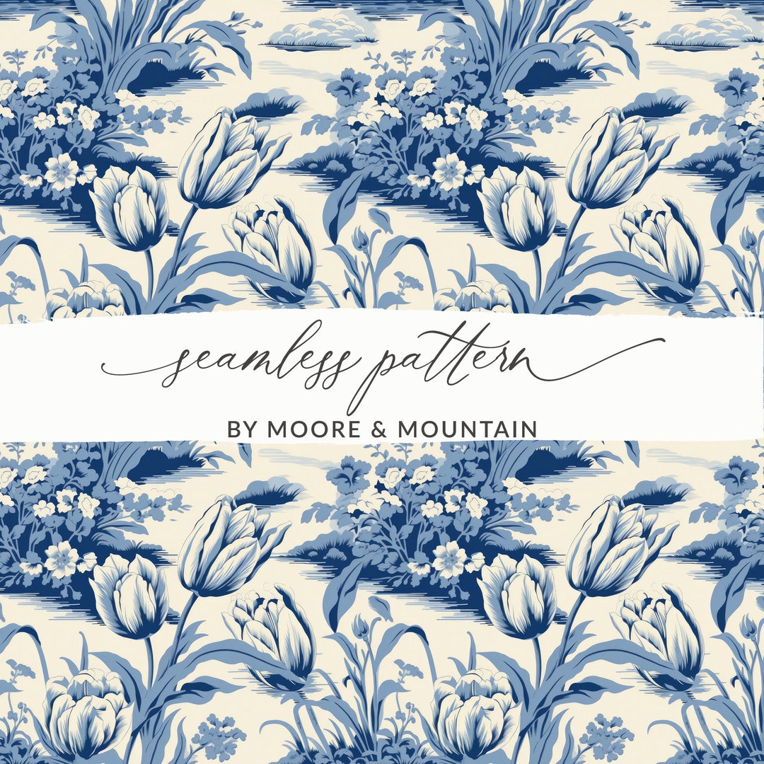 Seamless Toile De Juoy Pattern, Seamless Blue Toile Pattern, Seamless ...