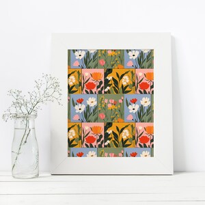 Patchwork Spring Flowers Background Pattern Quilt Squares Background ...