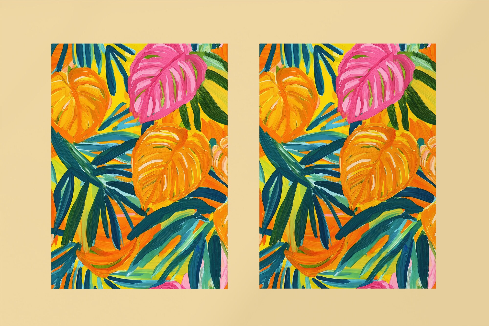 Modern Tropical Seamless Monstera Acrylic Painterly, Jungle Leaves ...