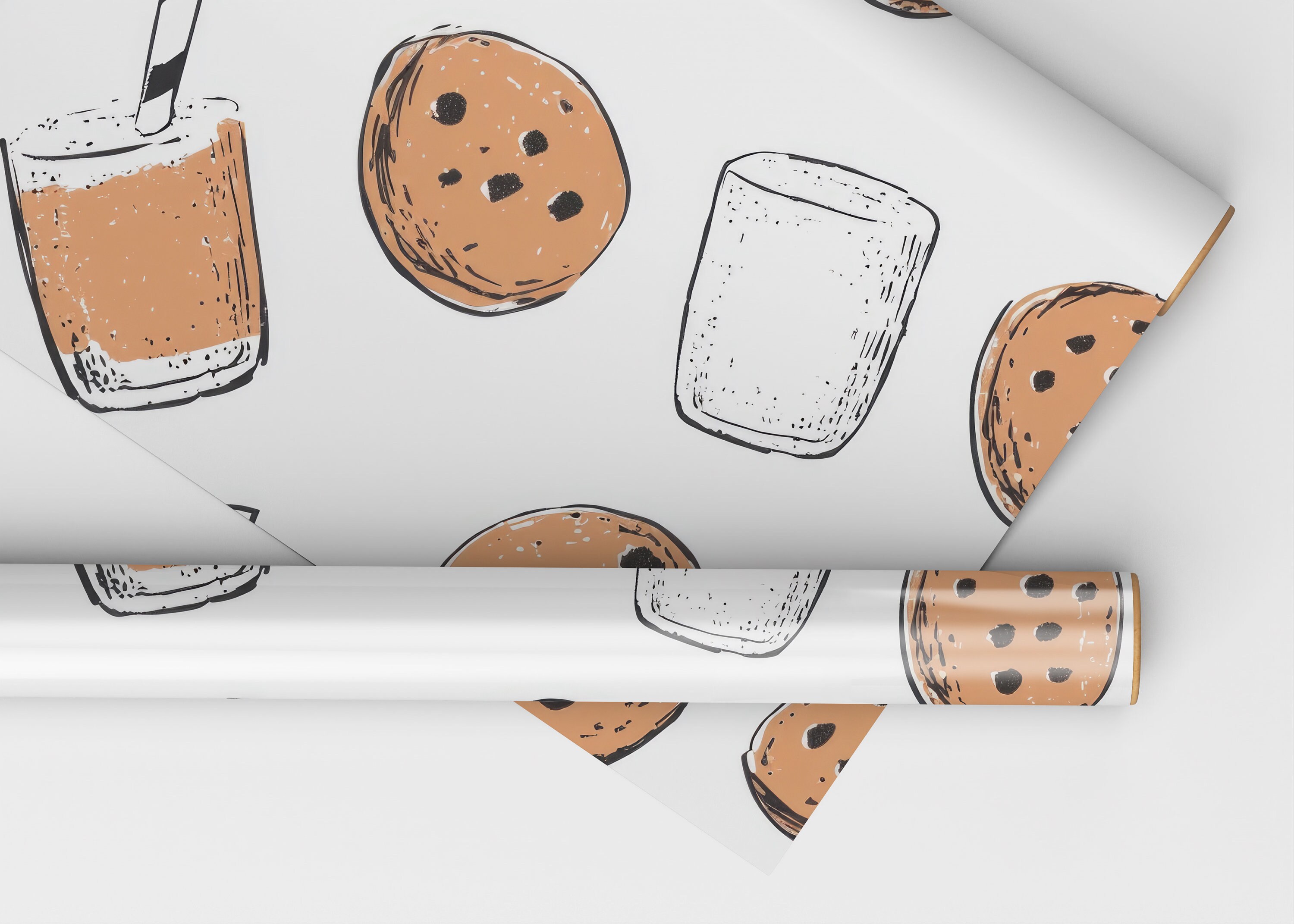 Milk and Cookies Seamless Pattern Chocolate Chip Cookies Background ...