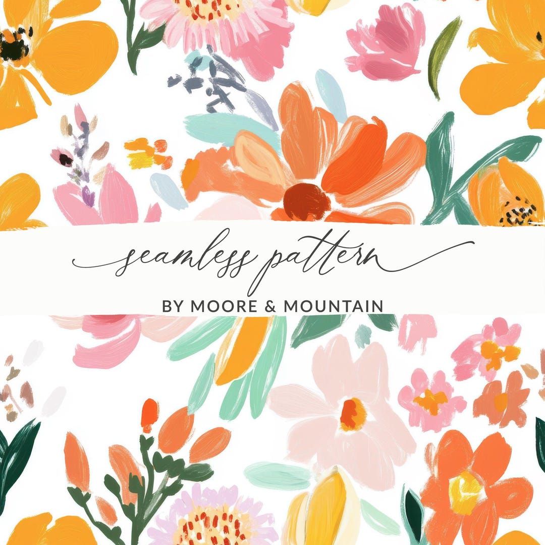 Floral Seamless Pattern Digital Paper, Painted Flower Pattern, Spring ...