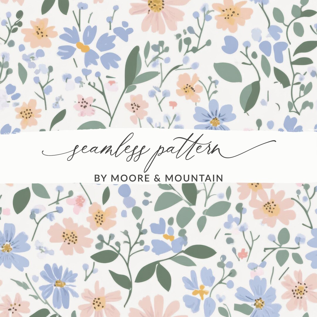 Floral Digital Paper, Seamless Flower Pattern, Pastel Flower Design ...