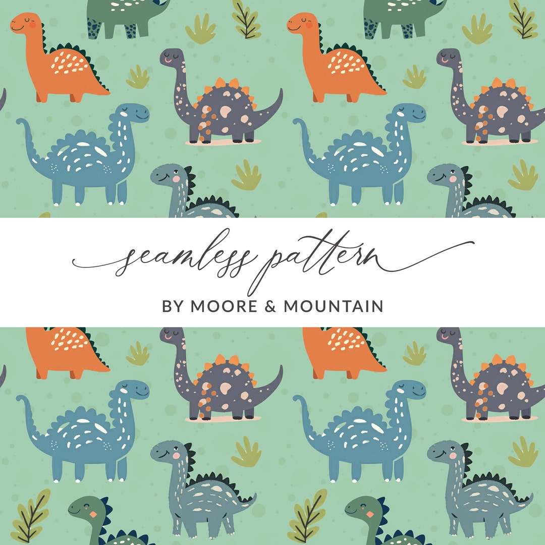 Seamless Dinosaur Background, Green Dinosaur Wallpaper Pattern ...