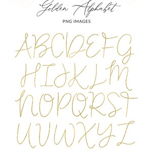 Gold Alphabet Letters, Gold Glitter Alphabet PNG, Gold Script Lettering ...