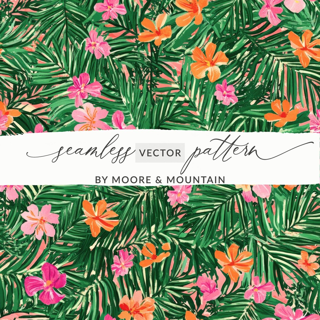 Tropical Floral Digital Paper, Palm Leaf Pattern (SVG, EPS) - Etsy