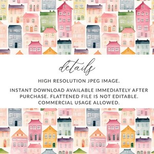 Watercolor Houses Seamless Background, Painted Houses Repeating Pattern ...