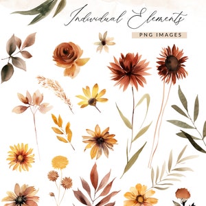 Boho Fall Wedding Clipart, Fall Floral, Fall Wedding, Sienna Flower ...