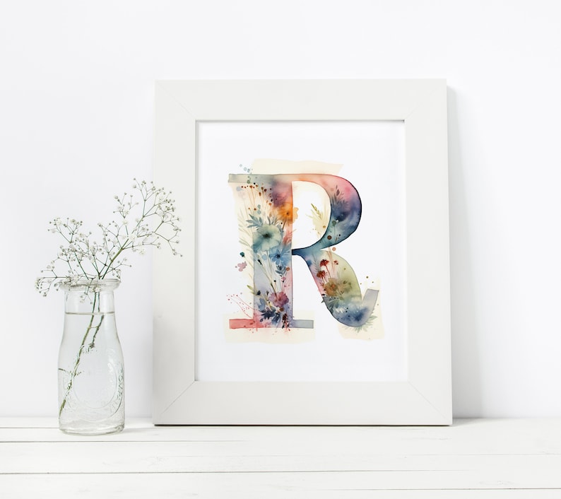 Boho Floral Alphabet, Boho Alphabet PNG Floral Watercolor Alphabet ...