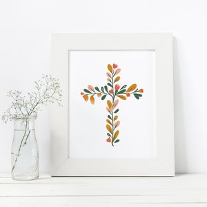 Spring Cross Clipart, Cute Floral Easter Cross Clipart, Flower Crosses ...