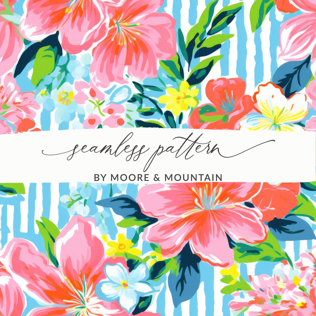 Preppy Striped Floral Background Pattern, Summery Striped Pattern for ...