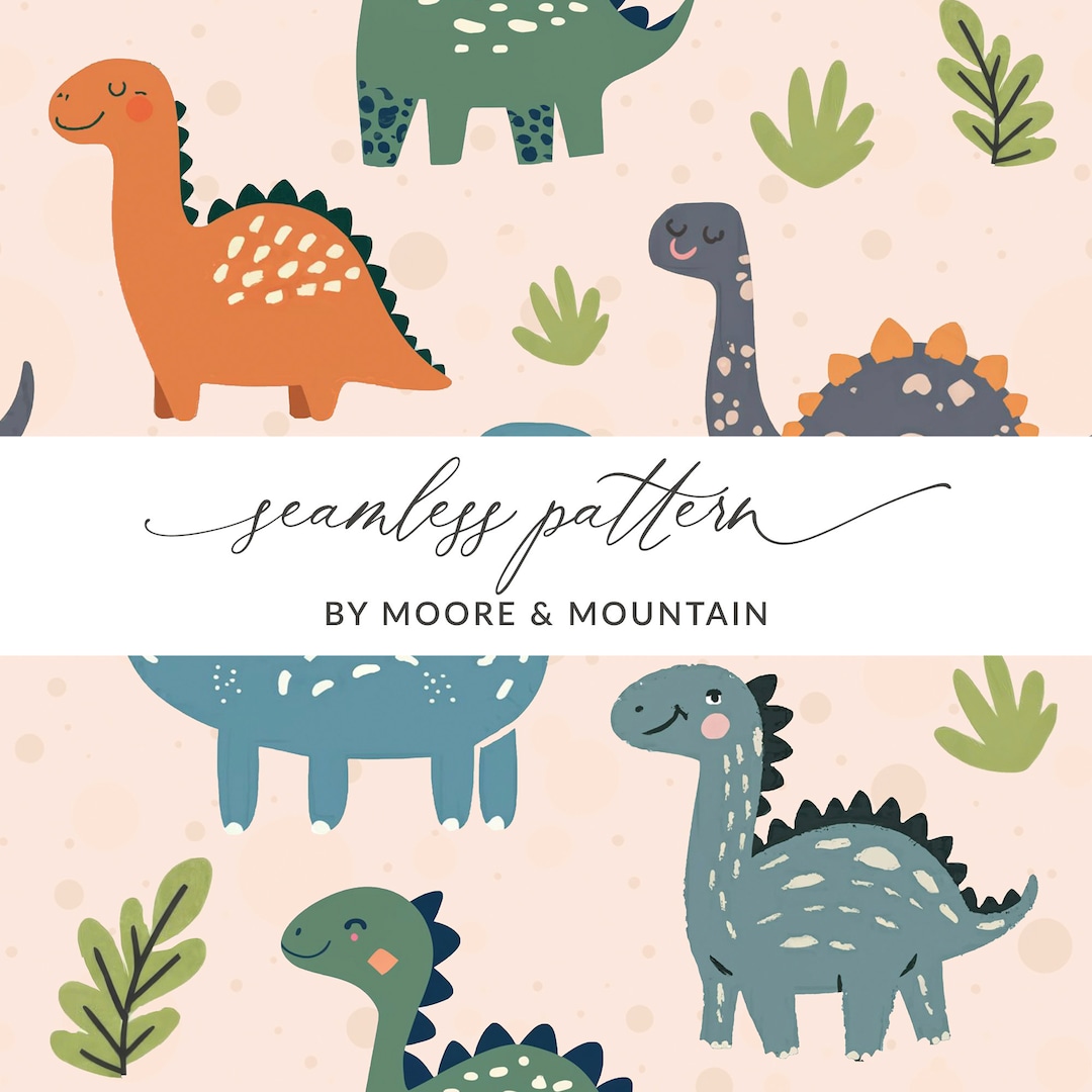Girl Seamless Dinosaur Pattern, Pink Dinosaur Background, Cute Girls ...