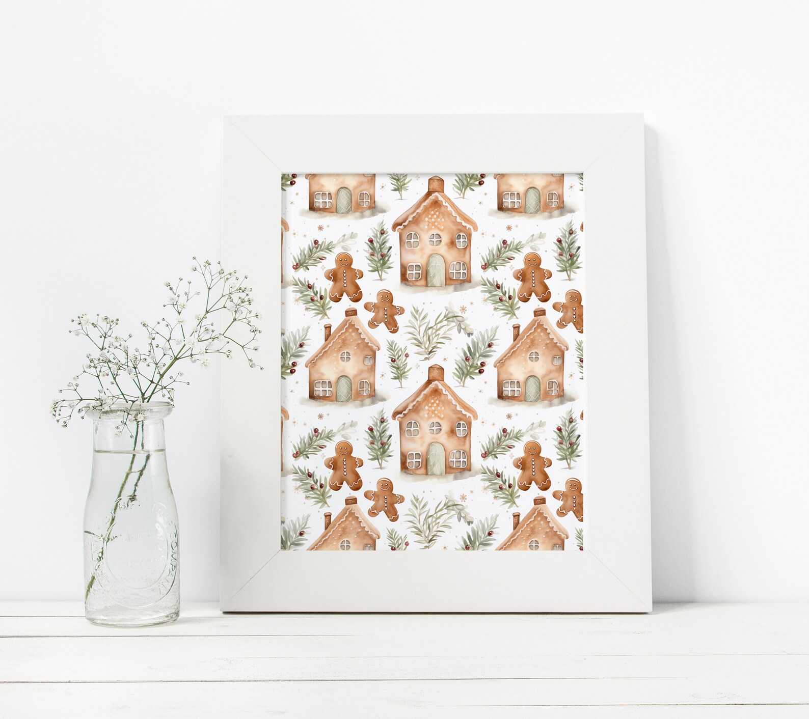 Seamless Gingerbread Man Pattern, Gingerbread House Background Pattern ...