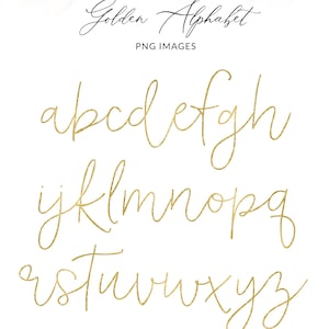 Gold Alphabet Letters, Gold Glitter Alphabet PNG, Gold Script Lettering ...