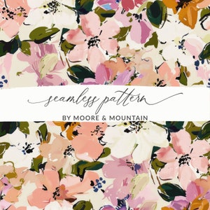 Dusty Rose Seamless Background, Mauve Pink Seamless Painted Flowers ...