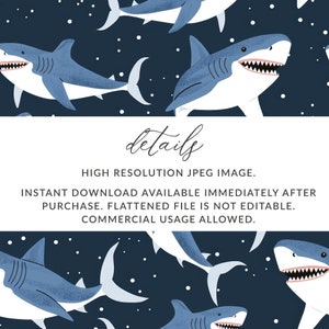 Sharks Seamless Background Pattern for Boys Shark Print Digital ...