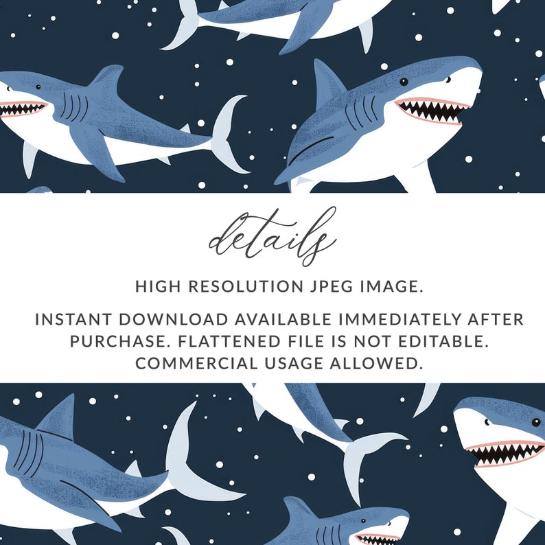 Sharks Seamless Background Pattern for Boys Shark Print Digital ...