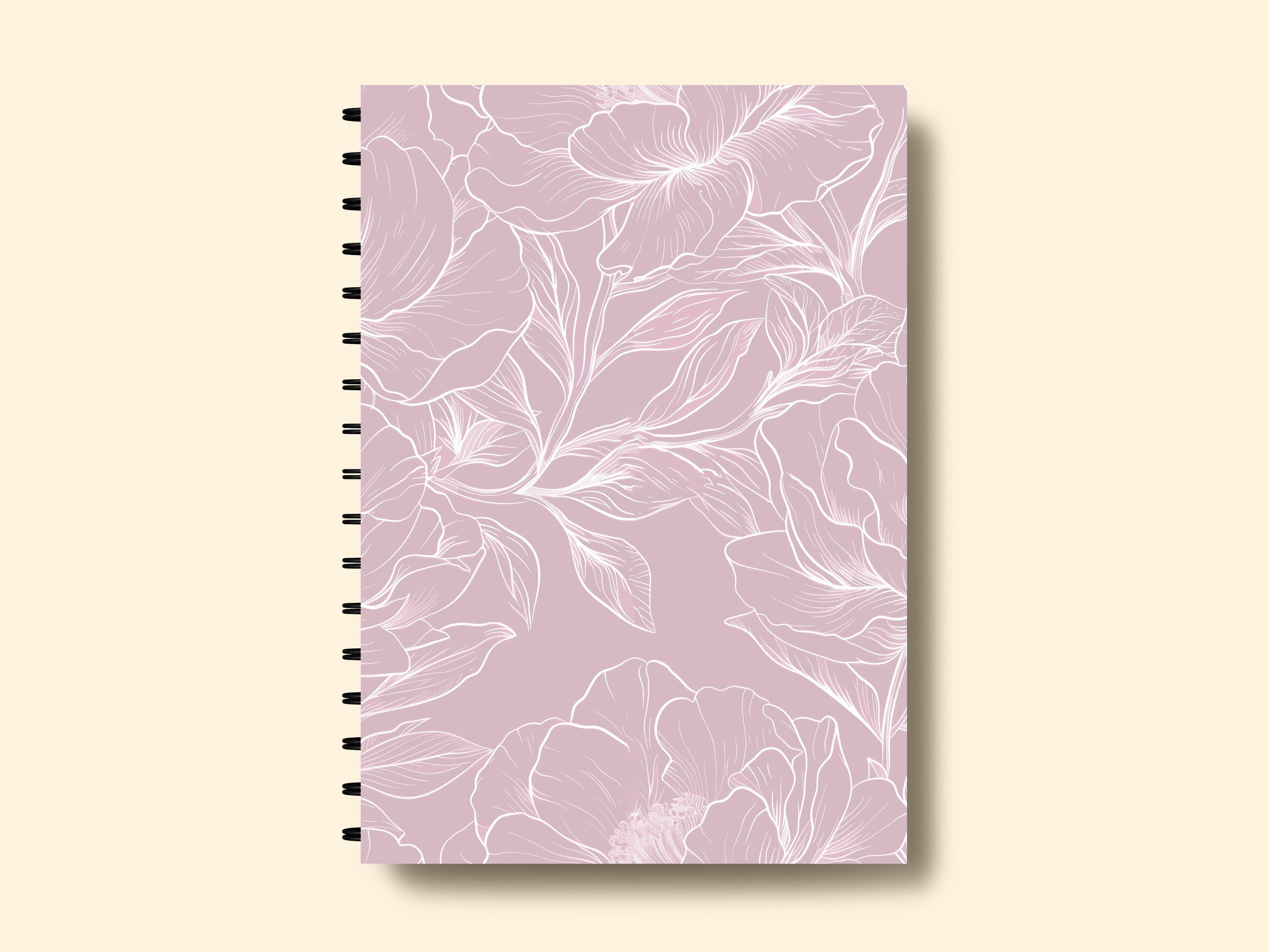 Dusty Pink Line Art Floral Blossom Line Art Seamless Background Pattern ...