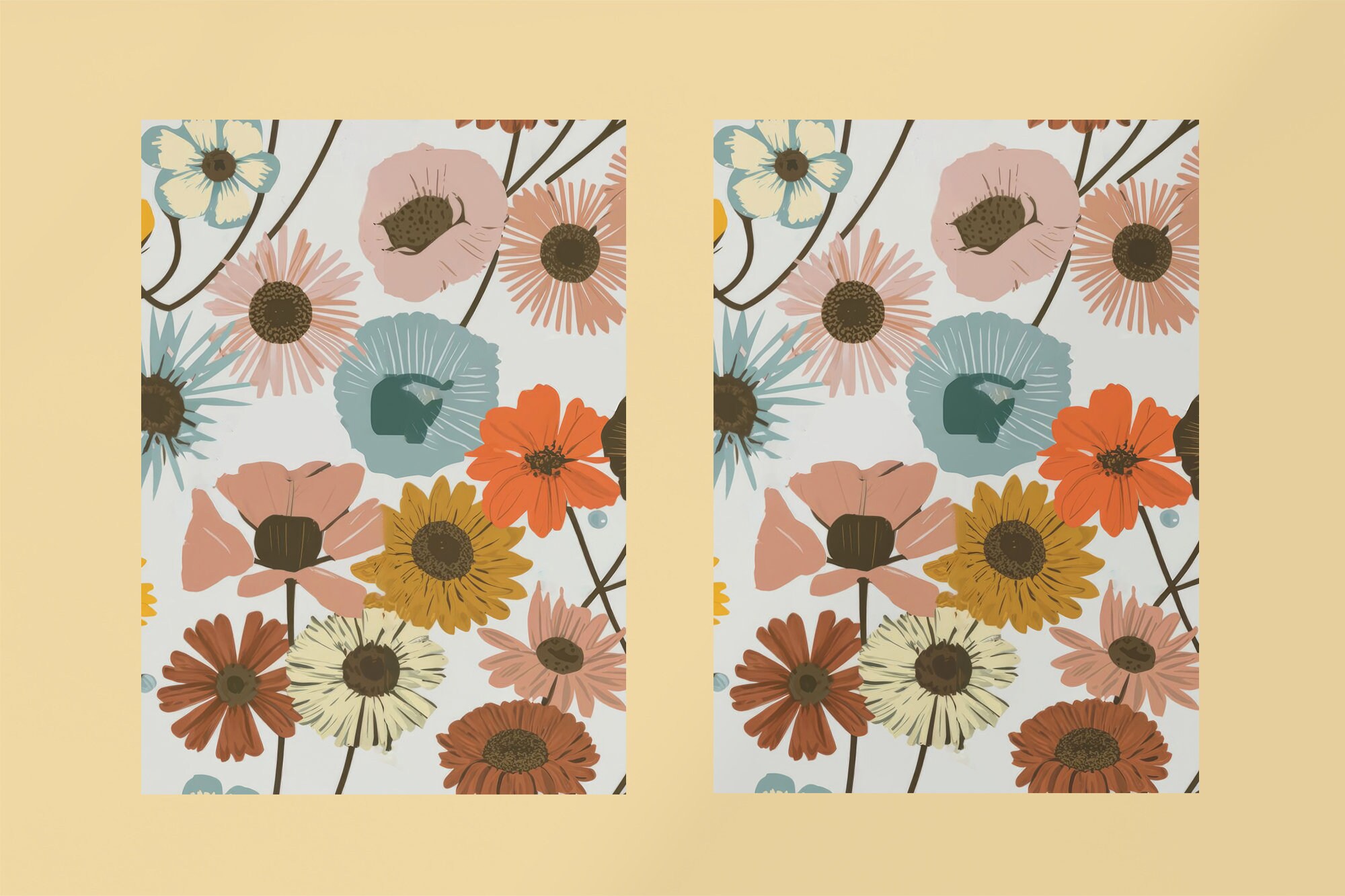 70s Floral Pattern, 1970s Flower Background, Seamless 70s Pattern ...