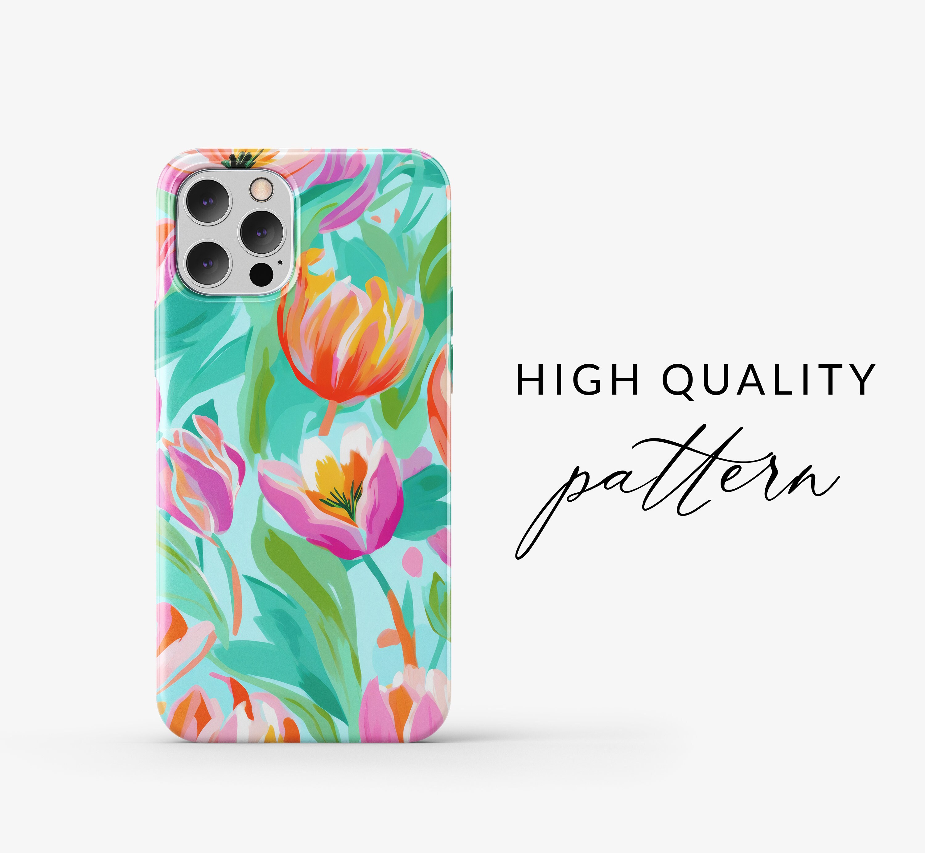Neon Tulips Seamless Background Pattern, Preppy Tulips Repeating ...
