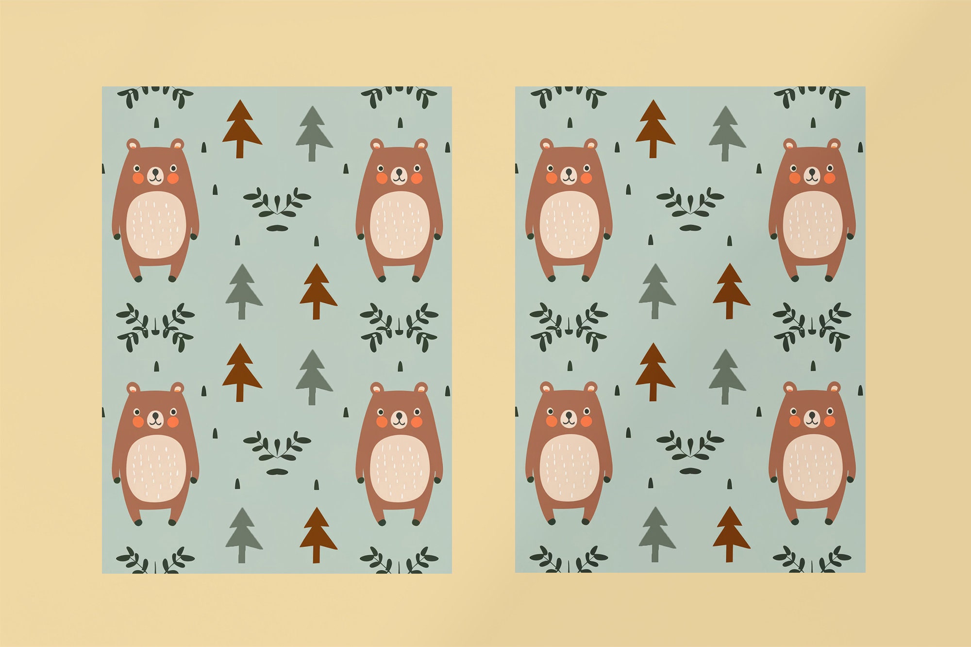 Handdrawn Bear Repeating Background Cute Bear Seamless Pattern, Quirky ...