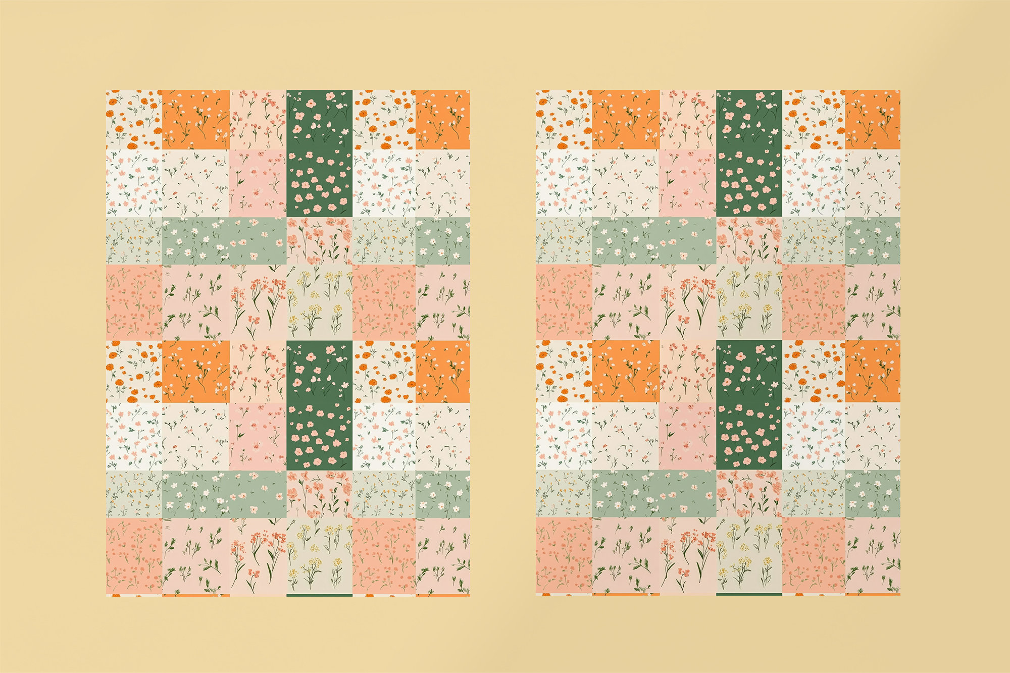 Seamless Patchwork Pattern Floral Seamless Quilted Digital Background ...