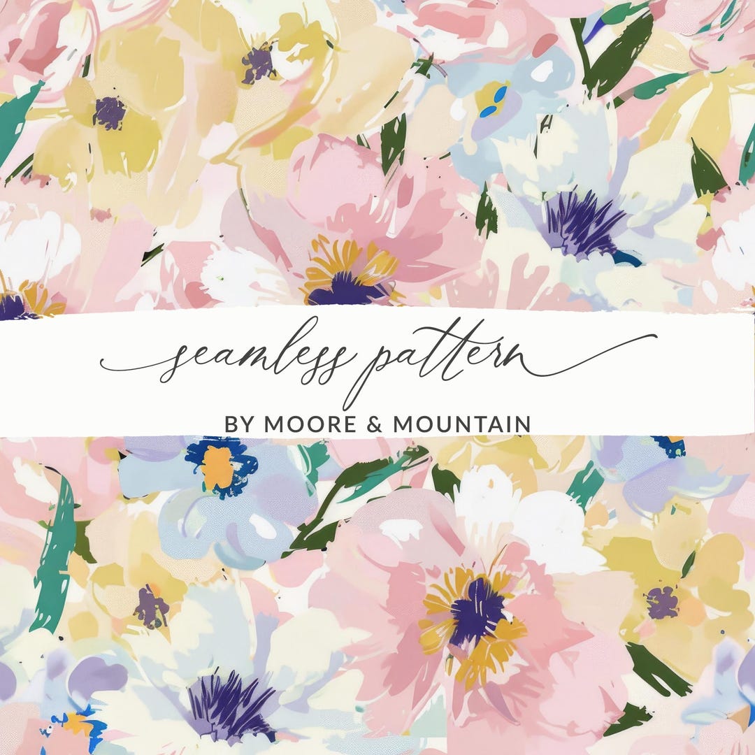 Big Blooms Seamless Pastel Floral Background Repeating Easter Floral ...