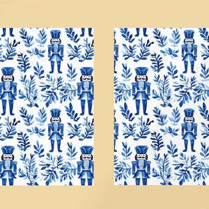 Blue Winter Nutcracker Seamless Pattern Blue Watercolor Nutcracker ...