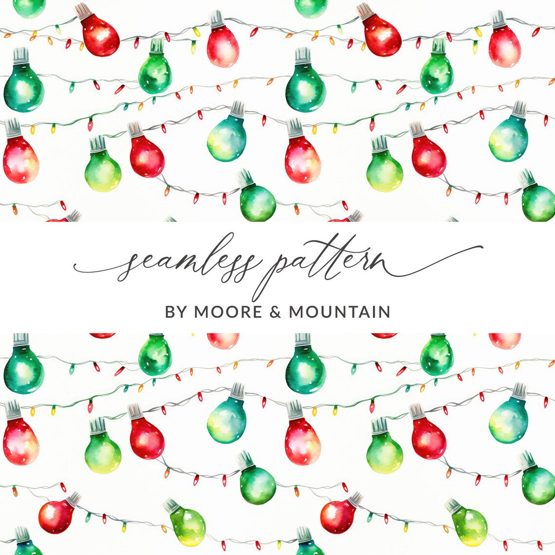 Seamless Christmas Lights Pattern, Seamless String of Christmas Lights ...