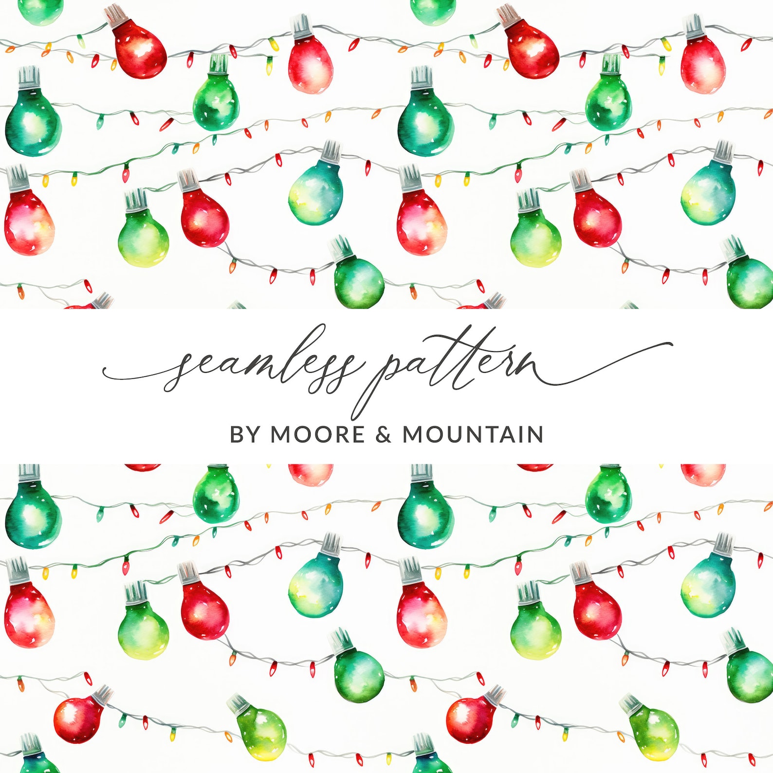 Seamless Christmas Lights Pattern, Seamless String of Christmas Lights ...