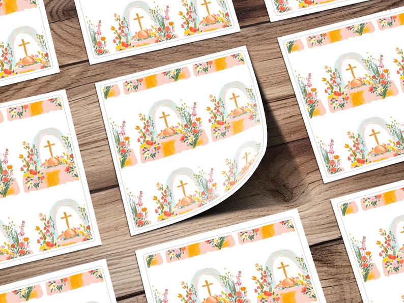 Floral Cross Digital Paper, Seamless Pattern Design, Christian Easter ...