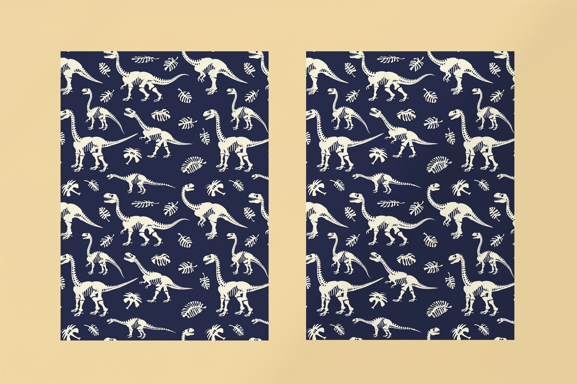 Dinosaur Bones Background Dinosaur Skeleton Pattern, Black and White ...