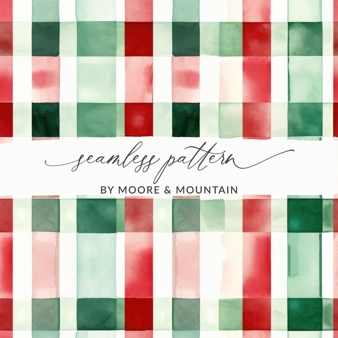 Seamless Watercolor Plaid Christmas Pattern Red and Green Plaid Pattern ...