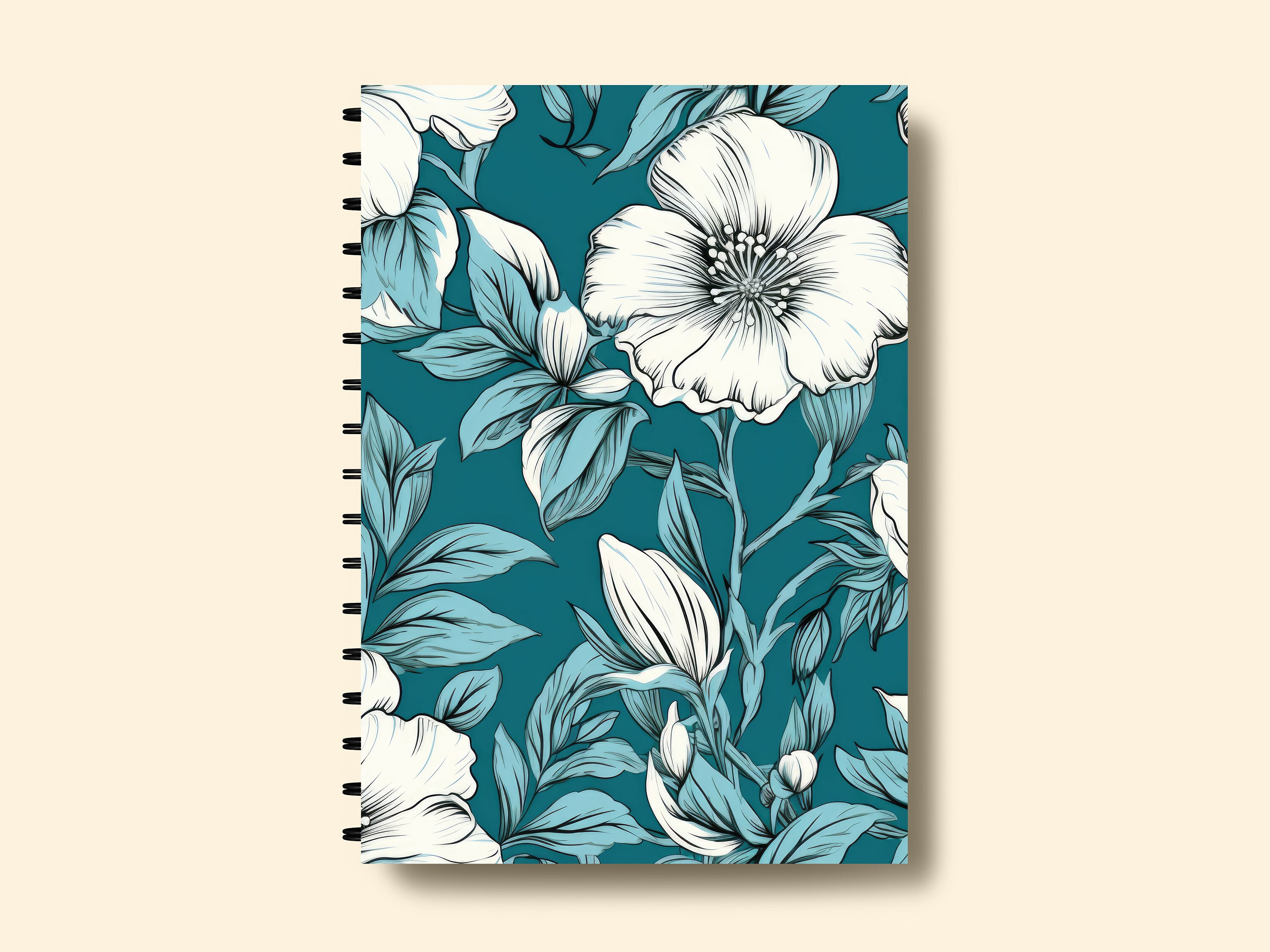 Seamless Magnolia Background Pattern, Repeating Teal Floral Background ...
