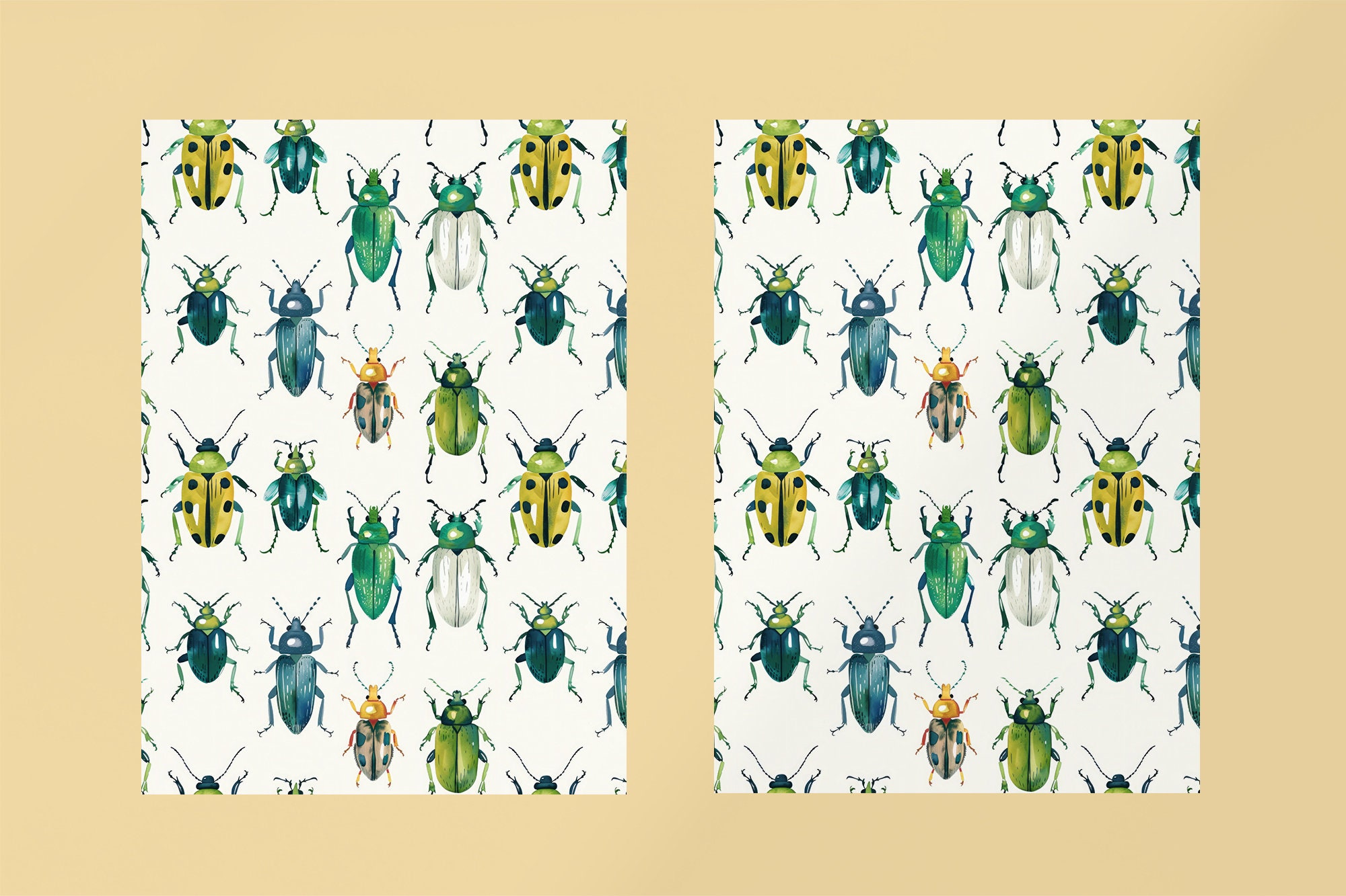 Seamless Bug Pattern Watercolor Bugs Seamless Pattern, Cute Beetles ...