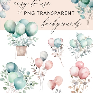 Watercolor Clipart Balloons, Watercolor Balloon Clip Art, Watercolor ...