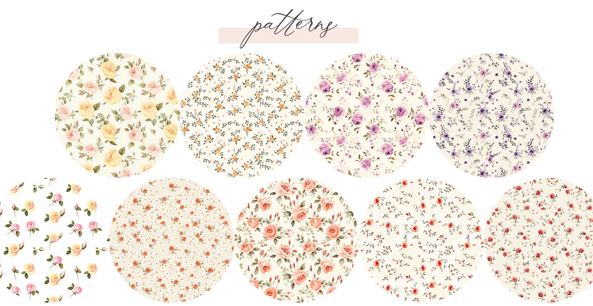30 Watercolor Rose Patterns, Shabby Chic Roses Seamless Backgrounds ...